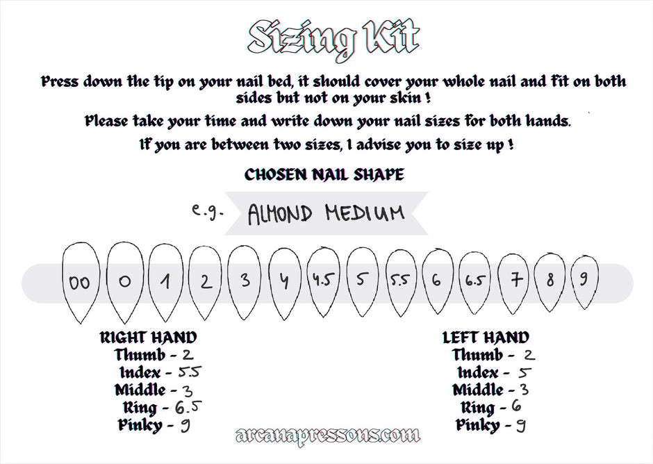 Sizing kit – Arcana Press Ons